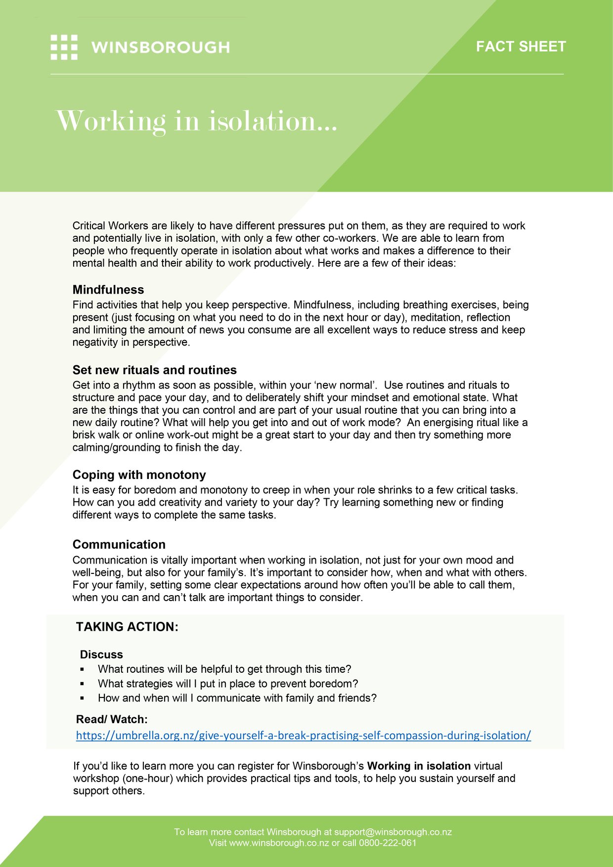 Working in isolation