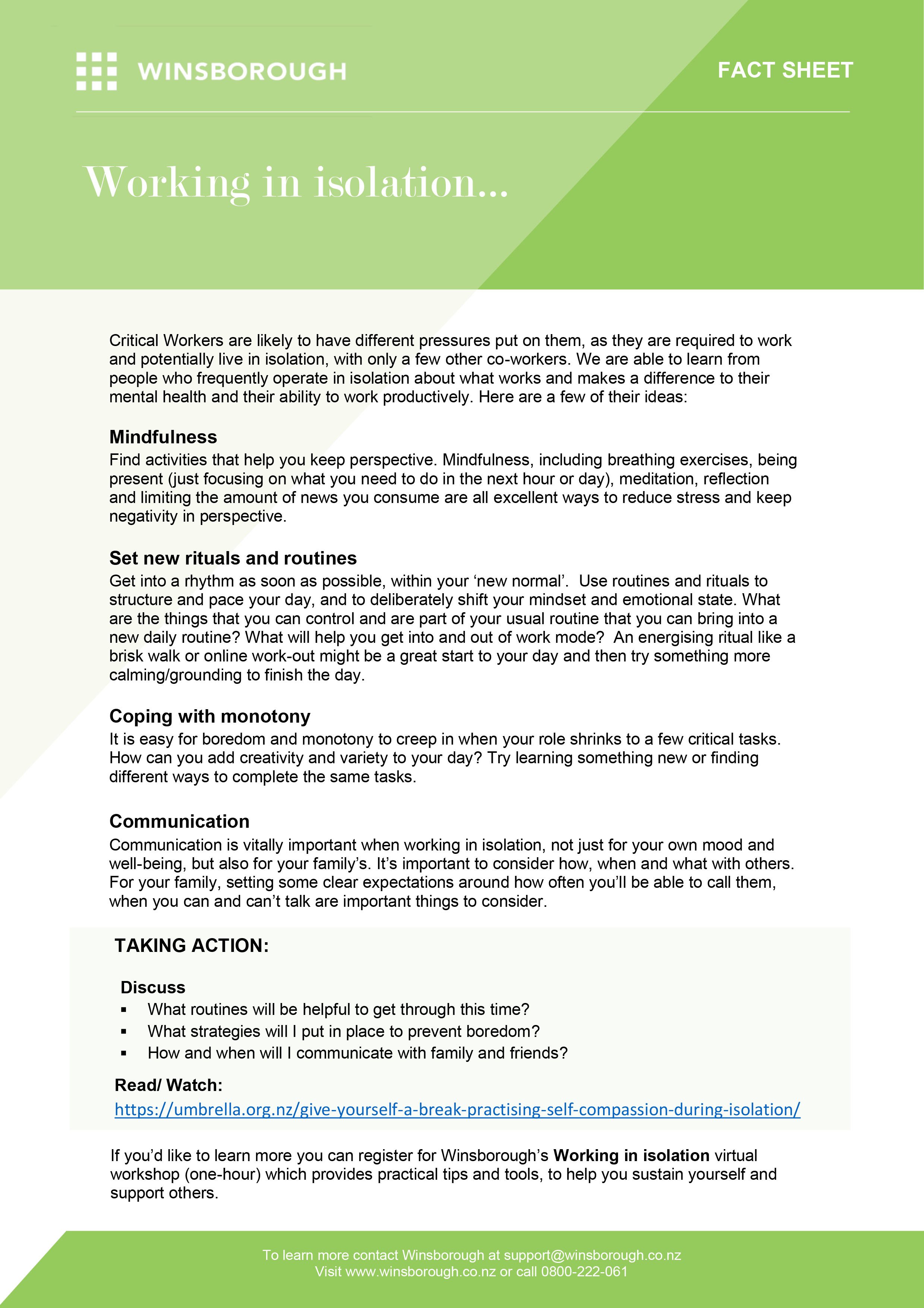 Working in isolation